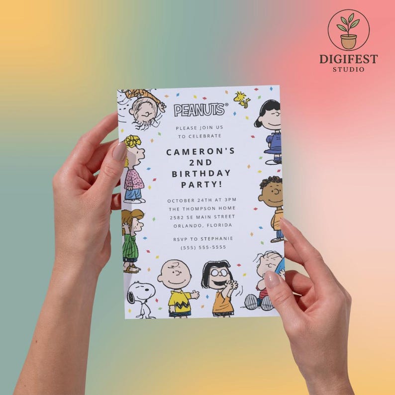 Peanuts Digital Birthday Invitation | Snoopy & Charlie Brown Editable ...