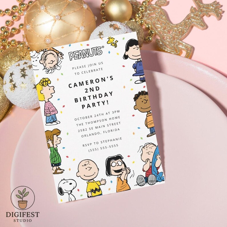 Peanuts Digital Birthday Invitation | Snoopy & Charlie Brown Editable ...