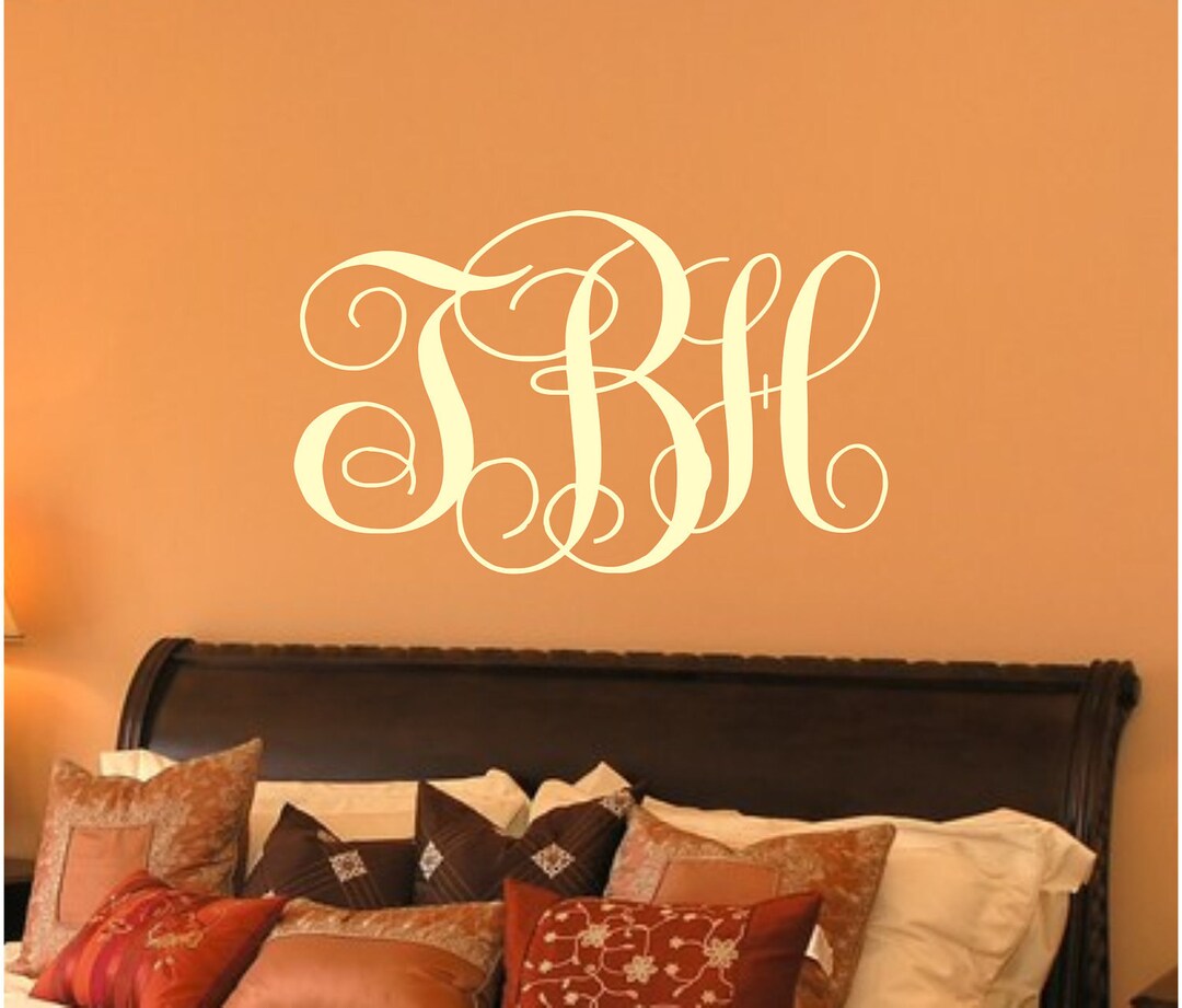 Personalized Monogram Initial Vinyl Wall Decal for Bedroom - Etsy