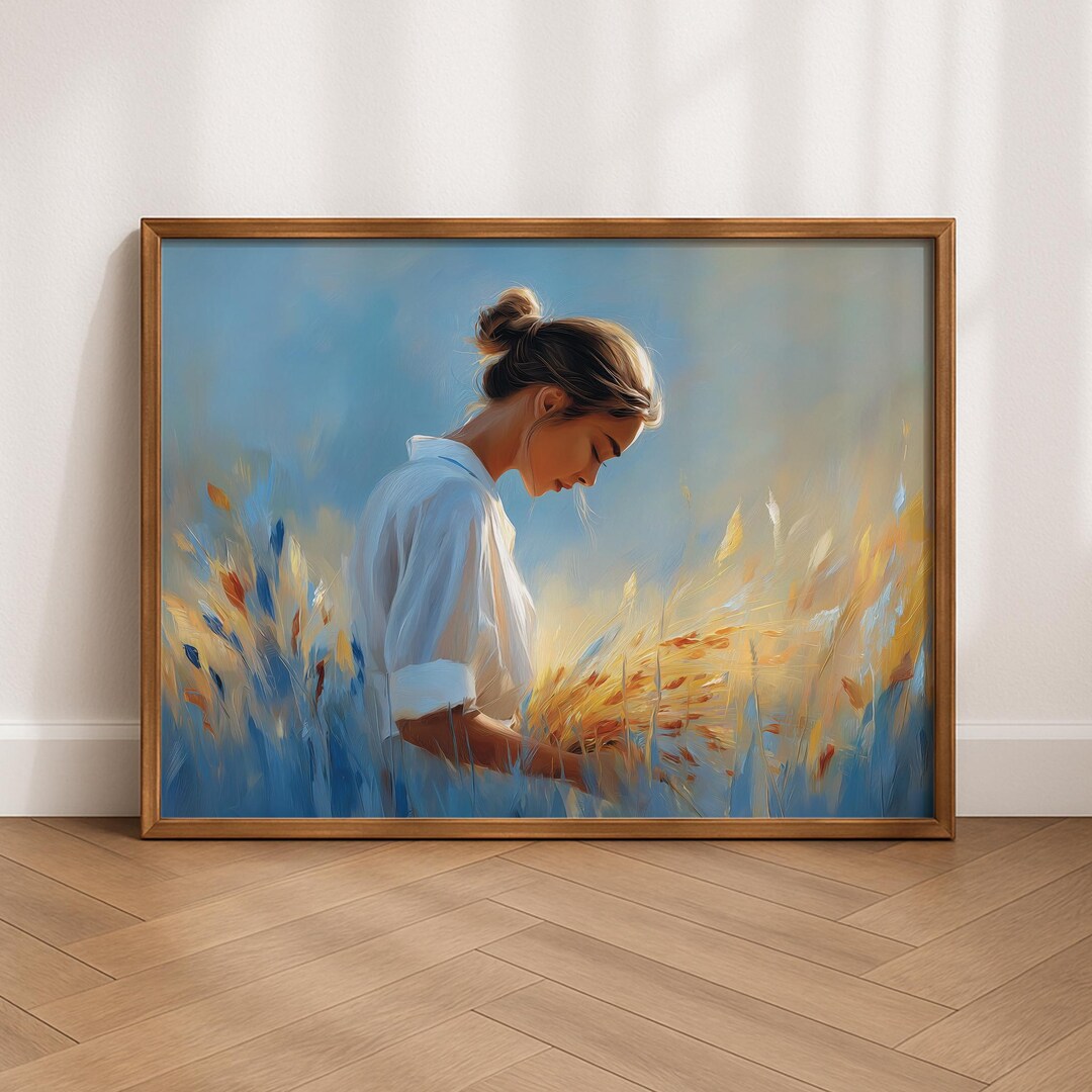 Ruth Gathering Wheat Printable Art, Christian Wall Art, Bible Story ...