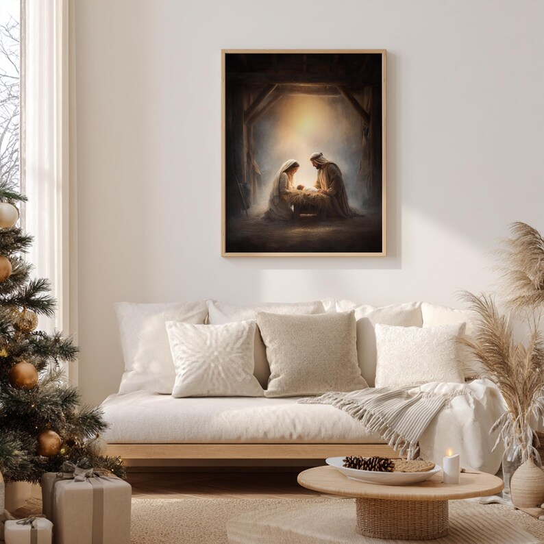 Holy Family Nativity Wall Art, Mary and Joseph With Baby Jesus ...
