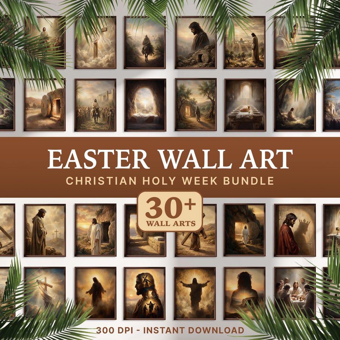 Easter Wall Art Bundle of 30, Holy Week Christian Prints Set, Palm ...