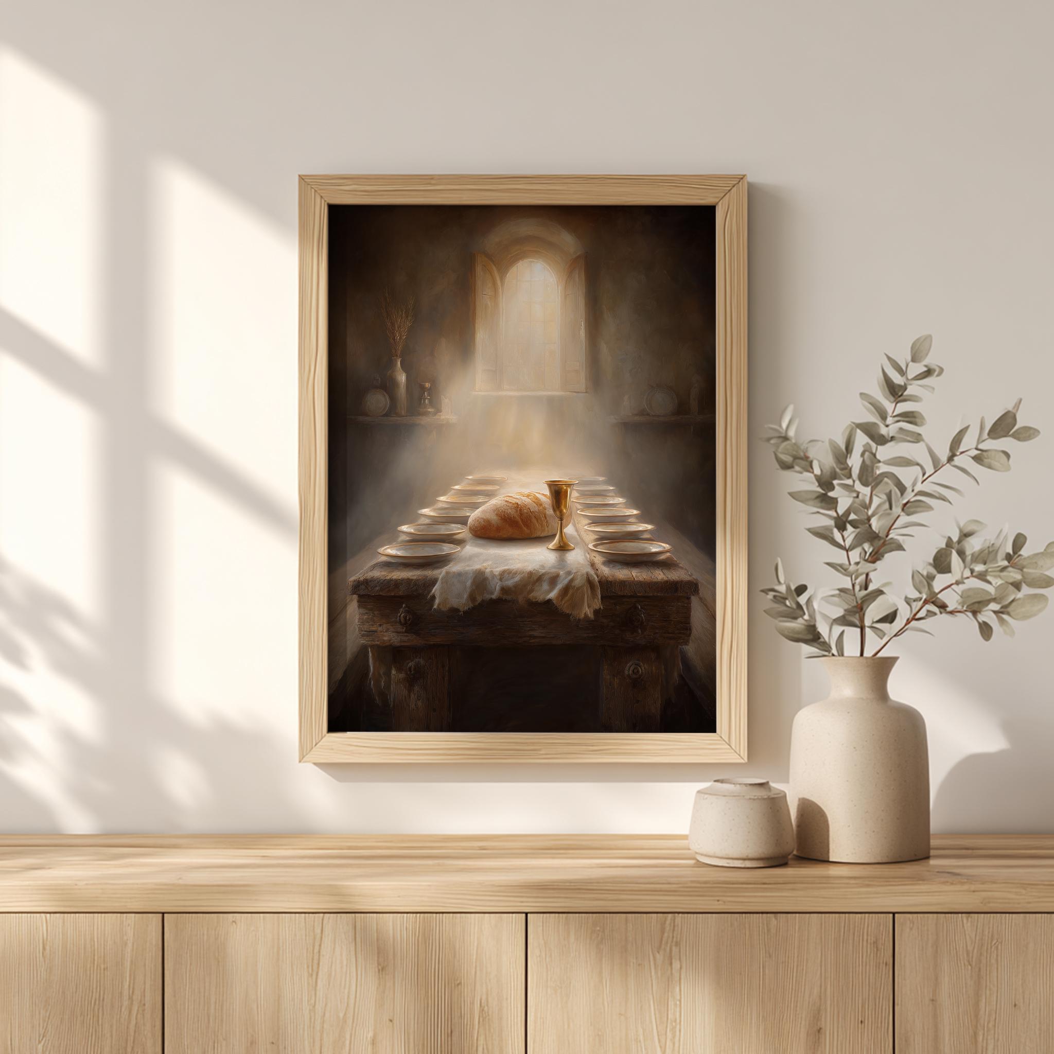 Last Supper Communion Wall Art, Holy Communion Bread and Chalice, Jesus ...
