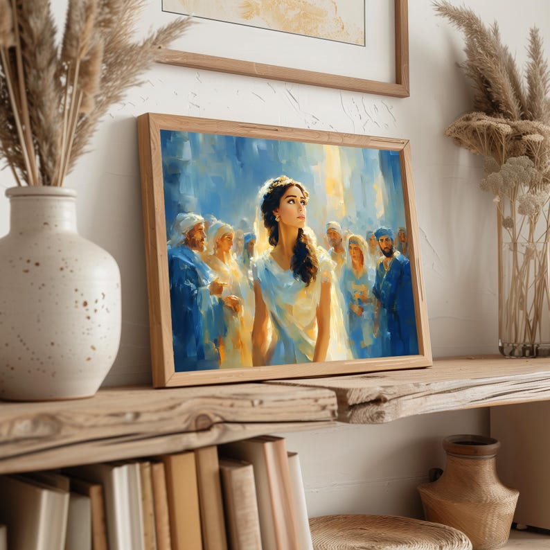 Queen Esther Wall Art, Christian Oil Painting Print, Bible Story ...