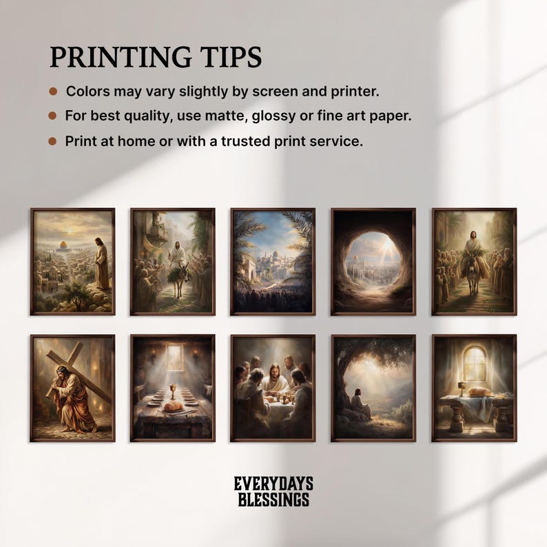 Easter Wall Art Bundle of 30, Holy Week Christian Prints Set, Palm ...