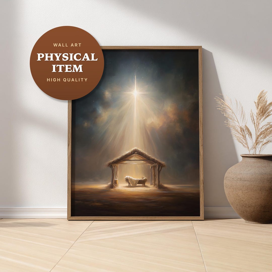 Star of Bethlehem Nativity Scene, Radiant Manger Wall Art, Spiritual ...