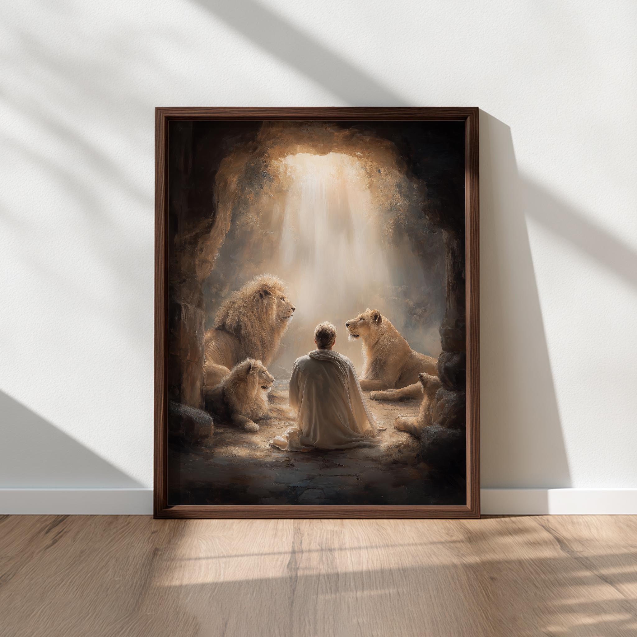 Daniel in the Lions Den Wall Art – Biblical Printable Painting ...