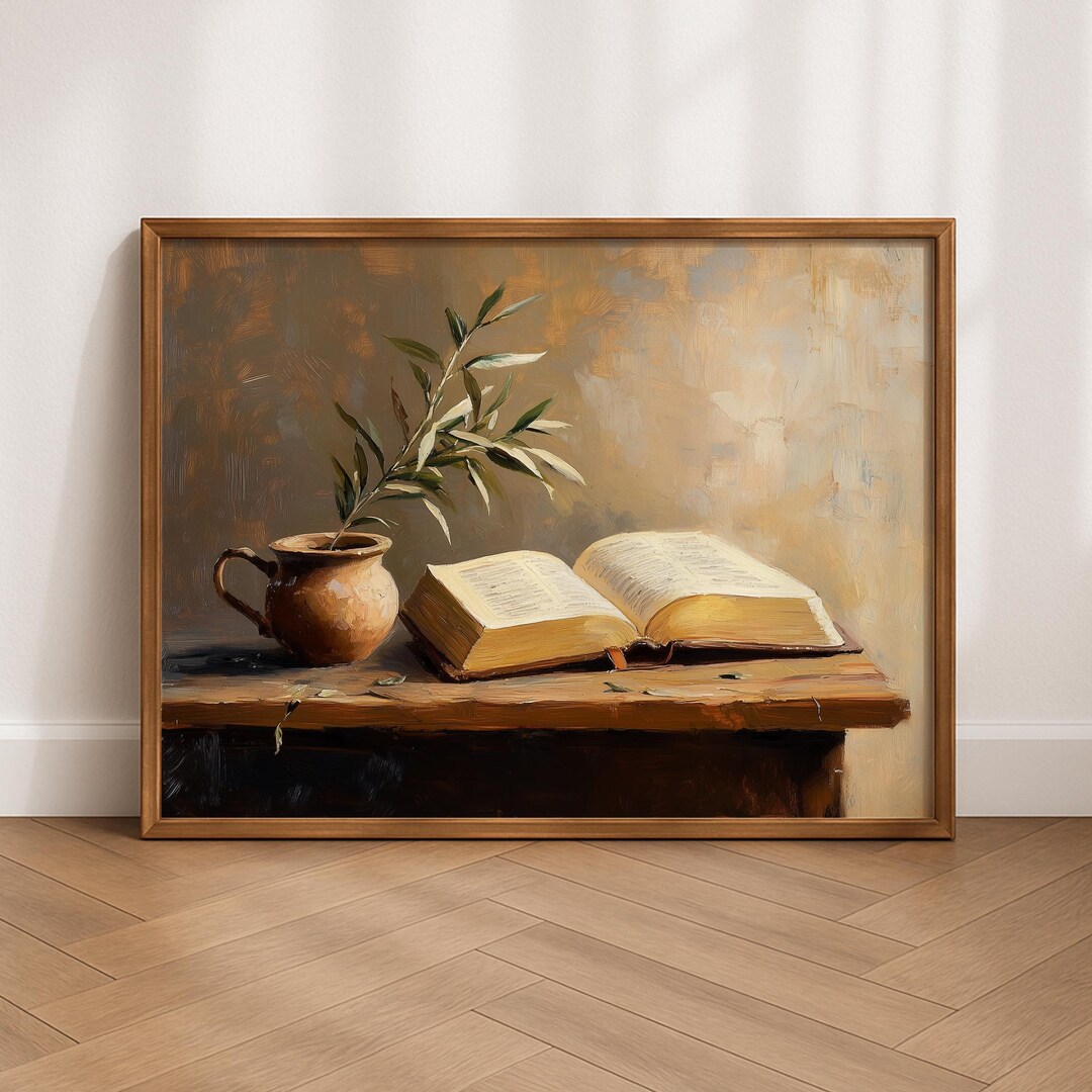 Rustic Open Bible Art Print, Christian Wall Art, Cottagecore Scripture ...