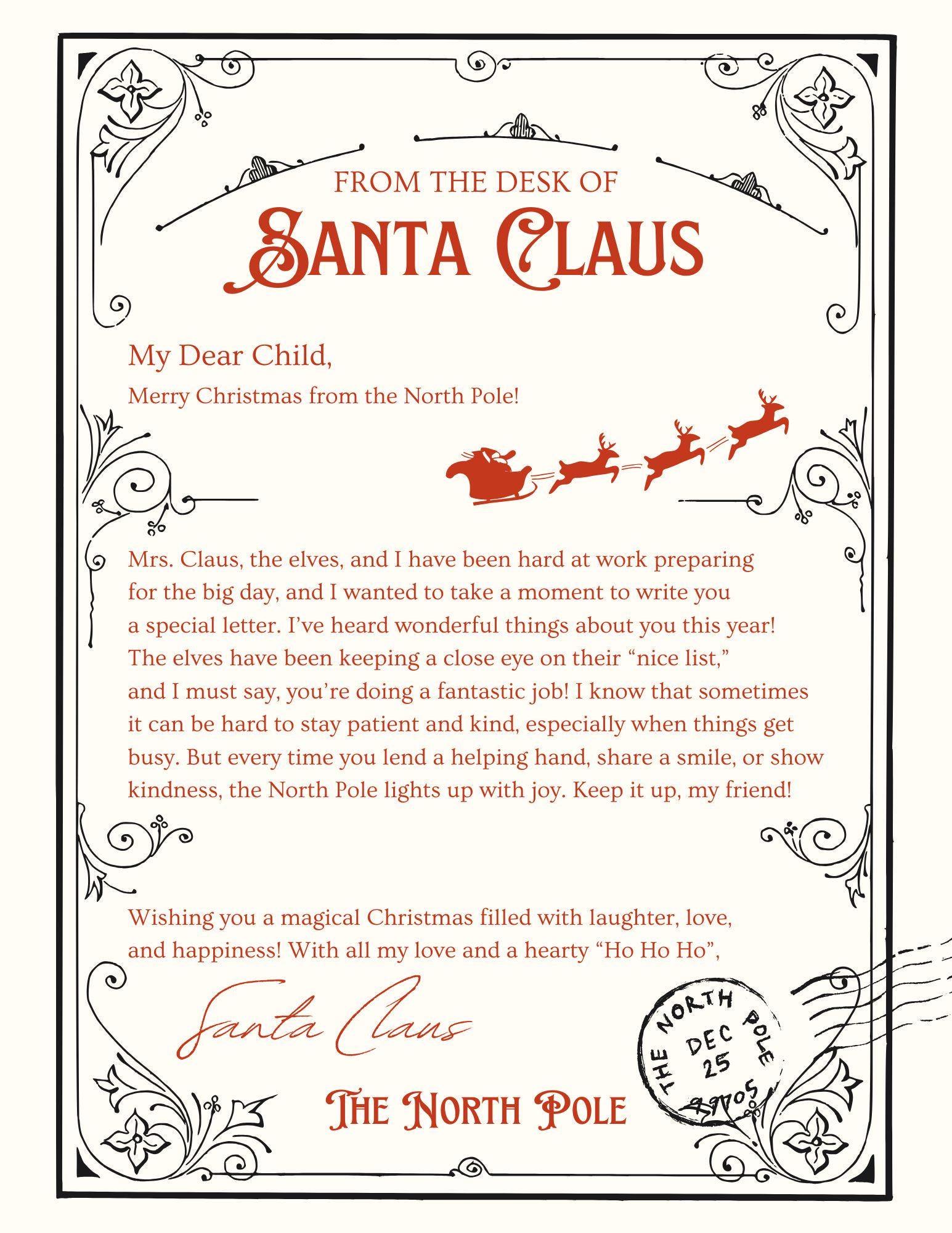 Letter From Santa Claus Instant Downloadable Printable Editable - Etsy
