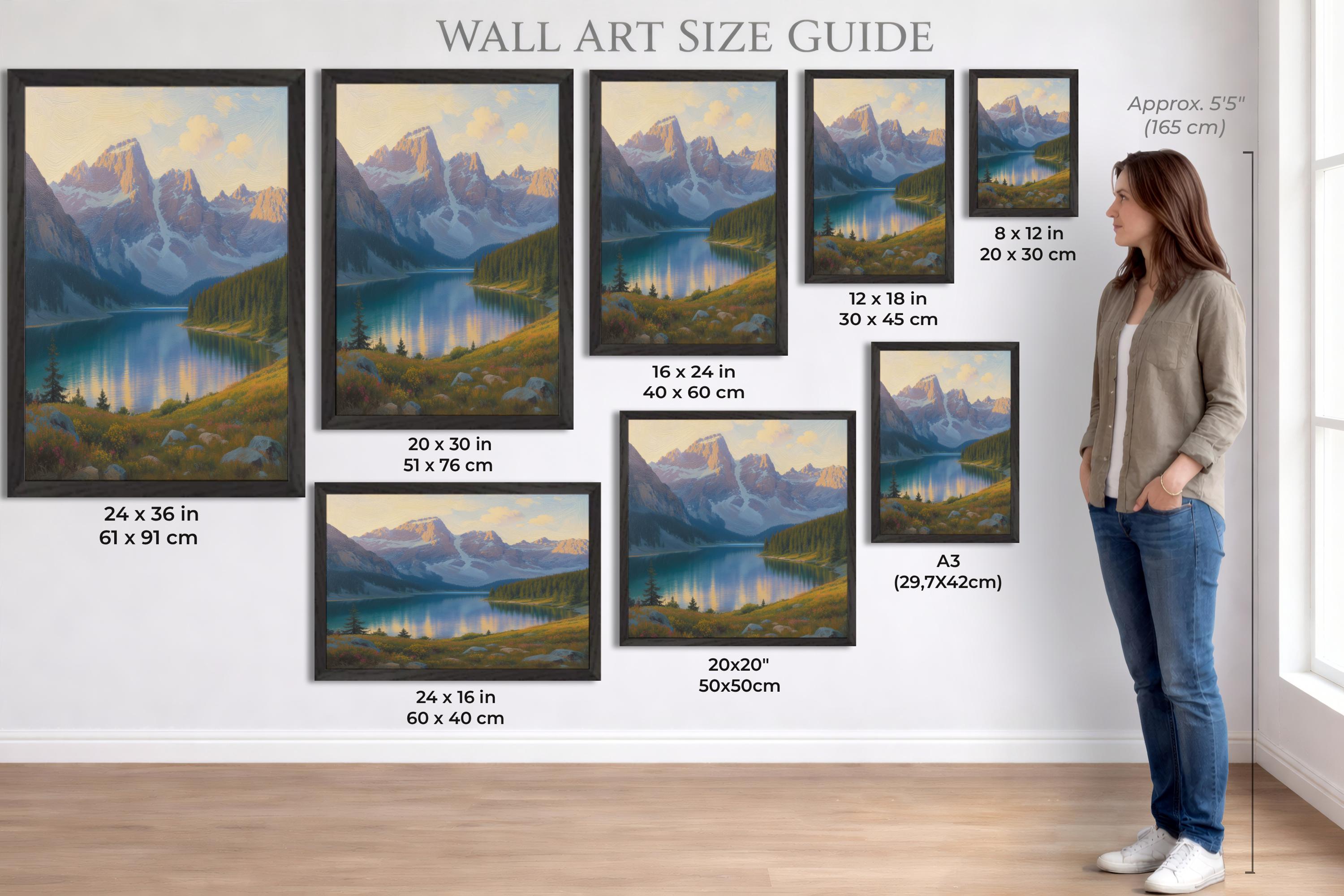 Wall Art Size Guide Mockup for Photoshop and Photopea, Digital Wall Art ...