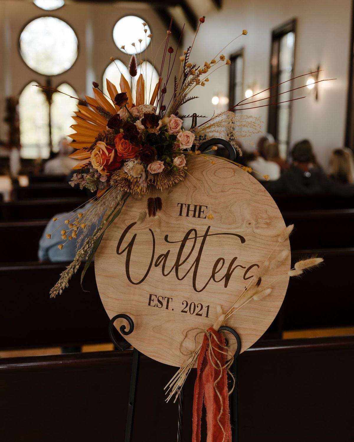 Round Wooden Wedding Sign, Customized Reception Sign, Wedding Entry ...