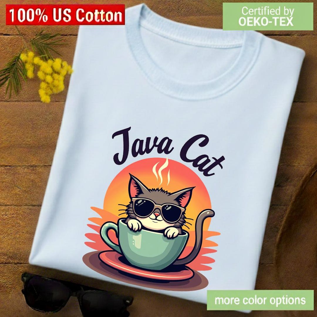 Java Cat T-shirt, Coffee Cup Graphic, Unisex Tee - Etsy