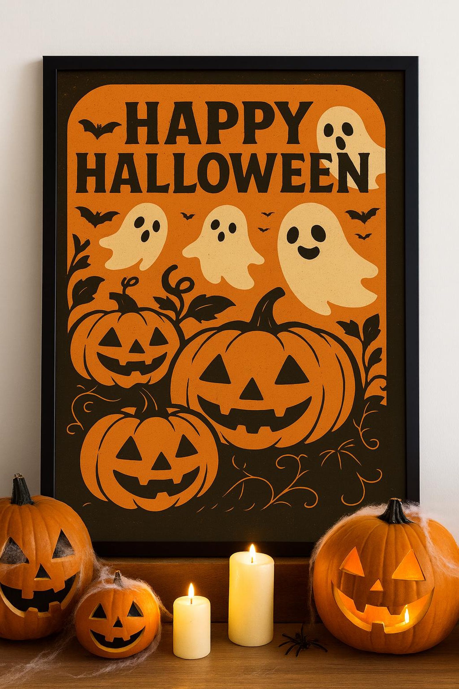 Halloween Poster | Happy Halloween Printable Wall Art | Pumpkins and ...