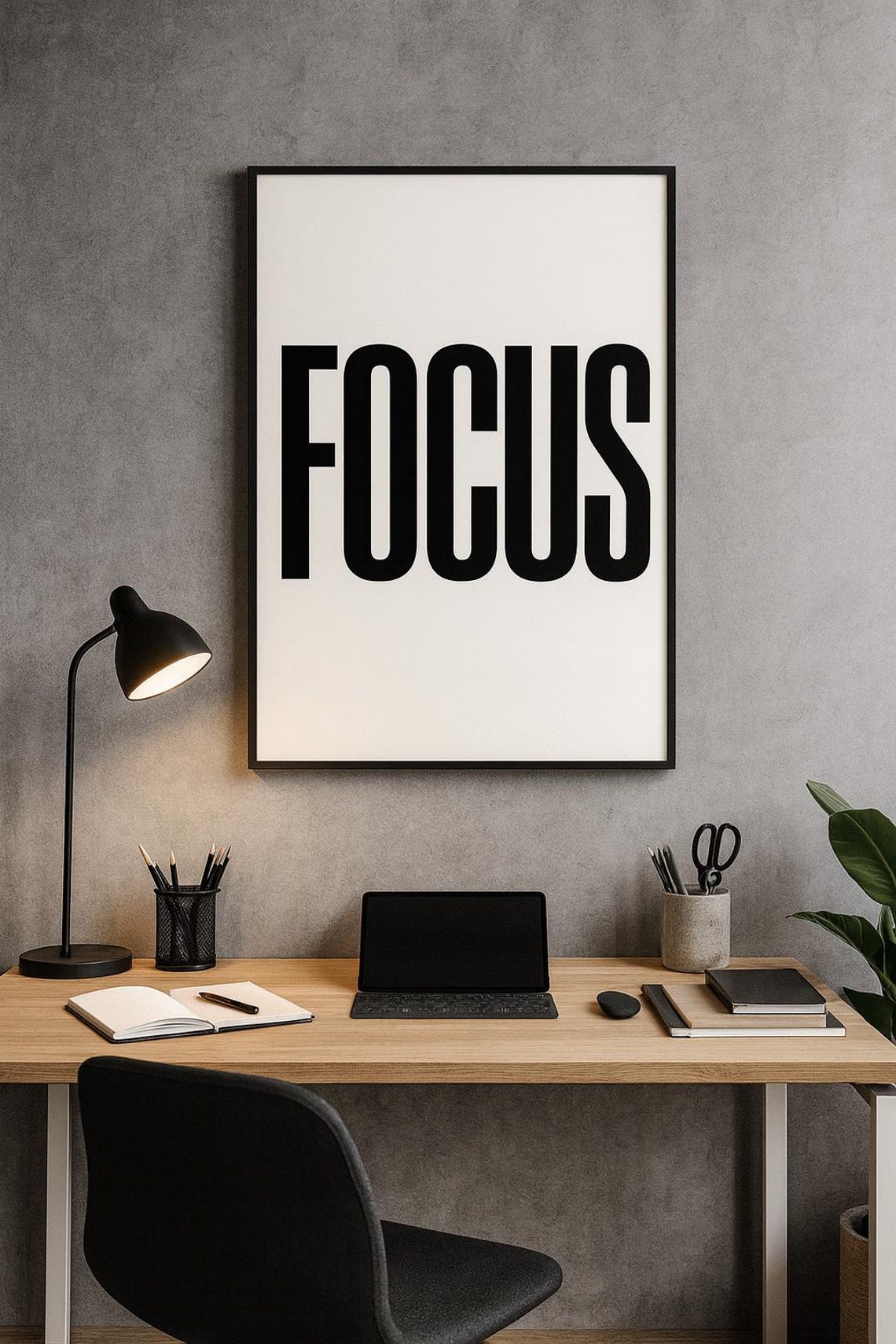 Minimalist Motivational Poster | FOCUS Typography Print | Black and ...