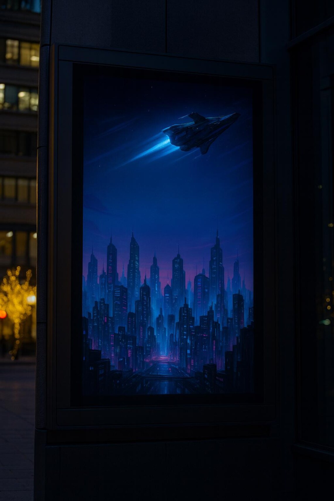 Futuristic Sci-fi Book Cover • Neon City & Spaceship Art • Digital ...