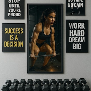 Female Weightlifting Poster – Strong Woman Gym Wall Art for Motivation ...