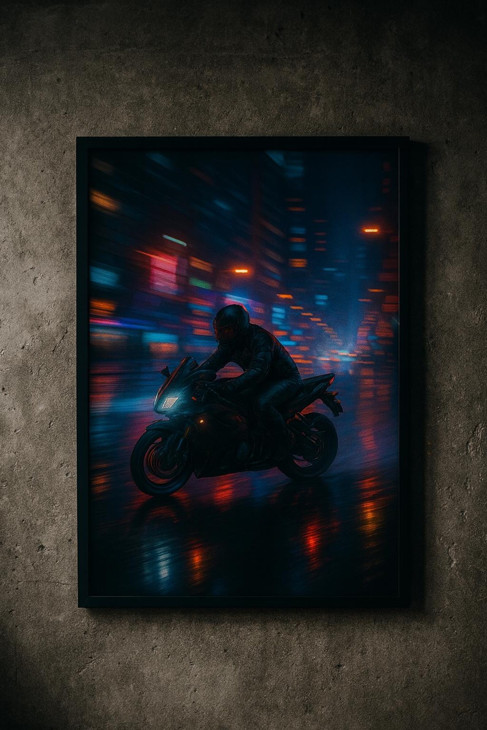 Motorcycle Night Ride Poster – Cyberpunk Biker Wall Art With Neon City ...