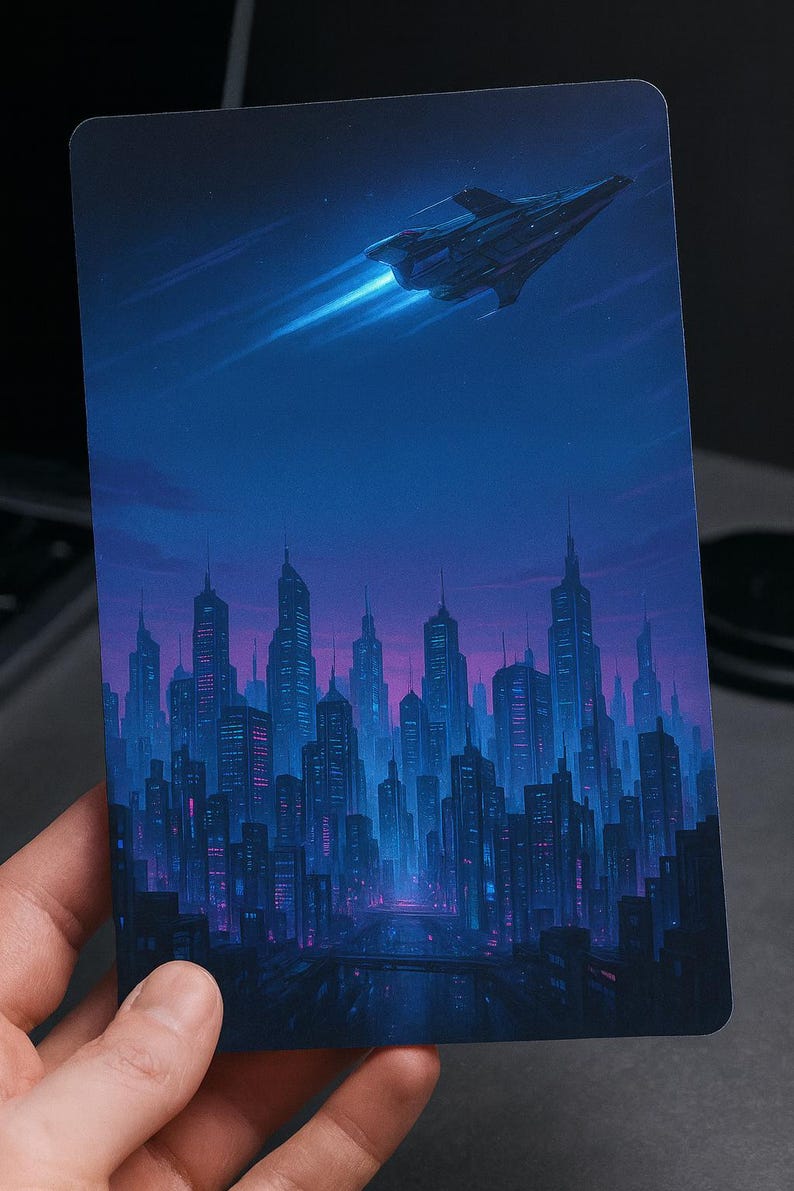 Futuristic Sci-fi Book Cover • Neon City & Spaceship Art • Digital ...