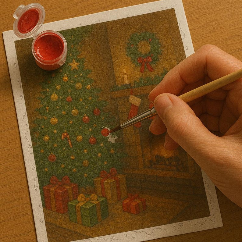 Christmas Fireplace Paint by Numbers: Holiday DIY Kit (digital Download ...