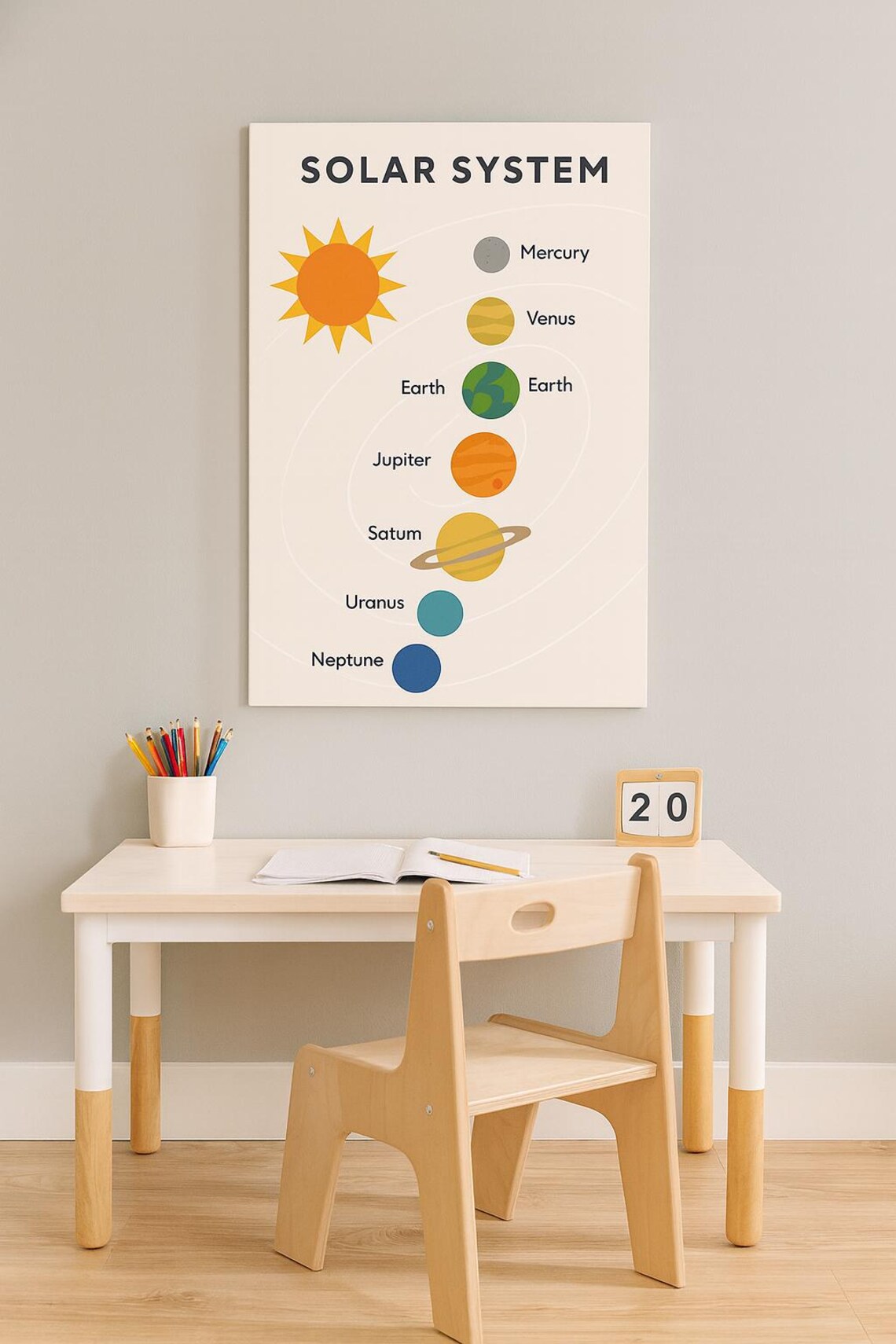 Solar System Educational Poster | Kids Space Wall Art | Minimalist ...