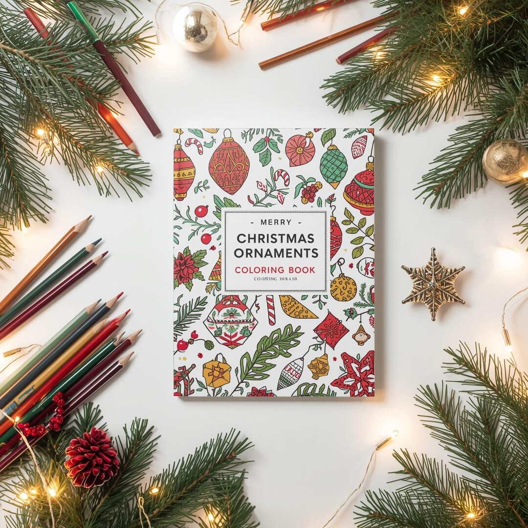 Christmas Ornament Coloring Book: Holiday Baubles, Winter Decor ...