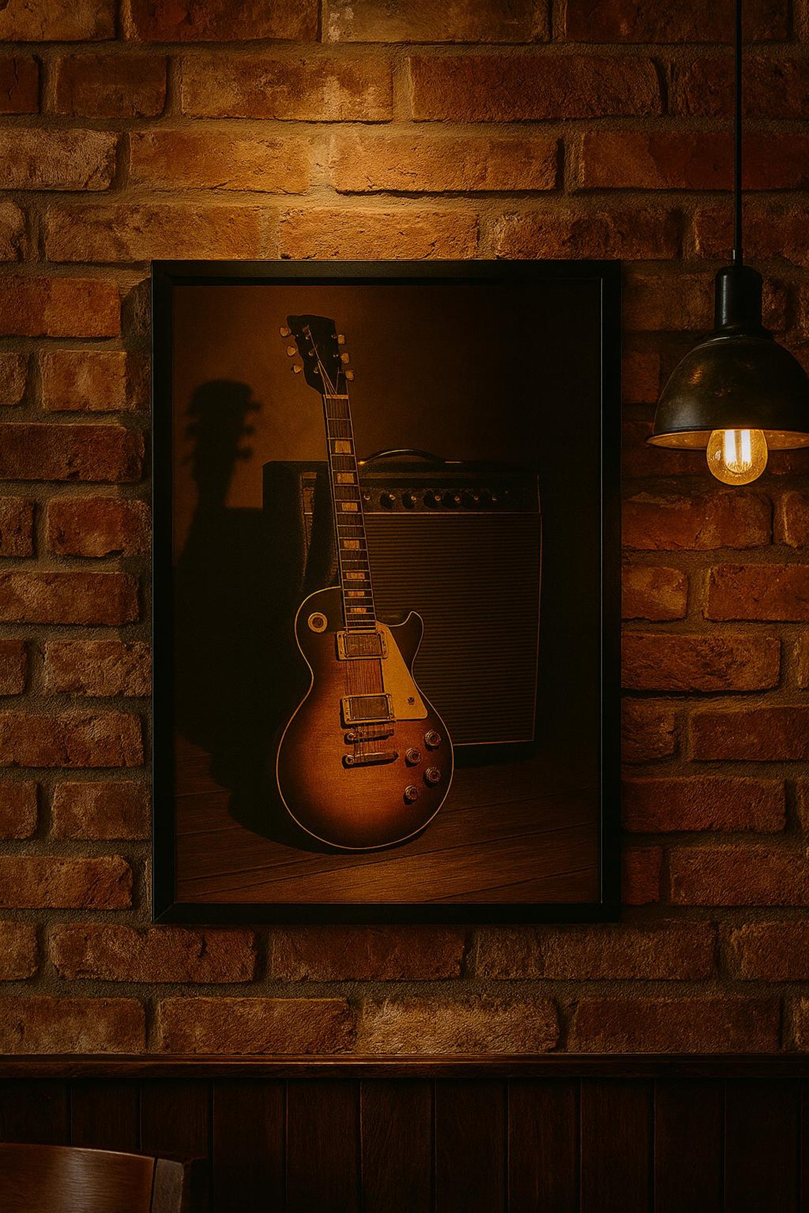 Vintage Guitar Poster – Classic Electric Guitar Wall Art With Amplifier ...