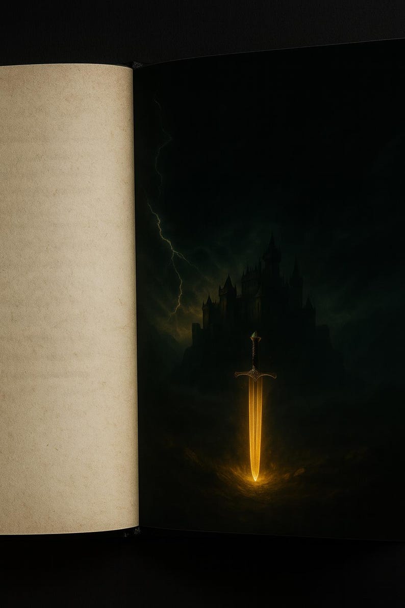 Epic Fantasy Book Cover: Glowing Sword, Dark Castle (digital Download ...