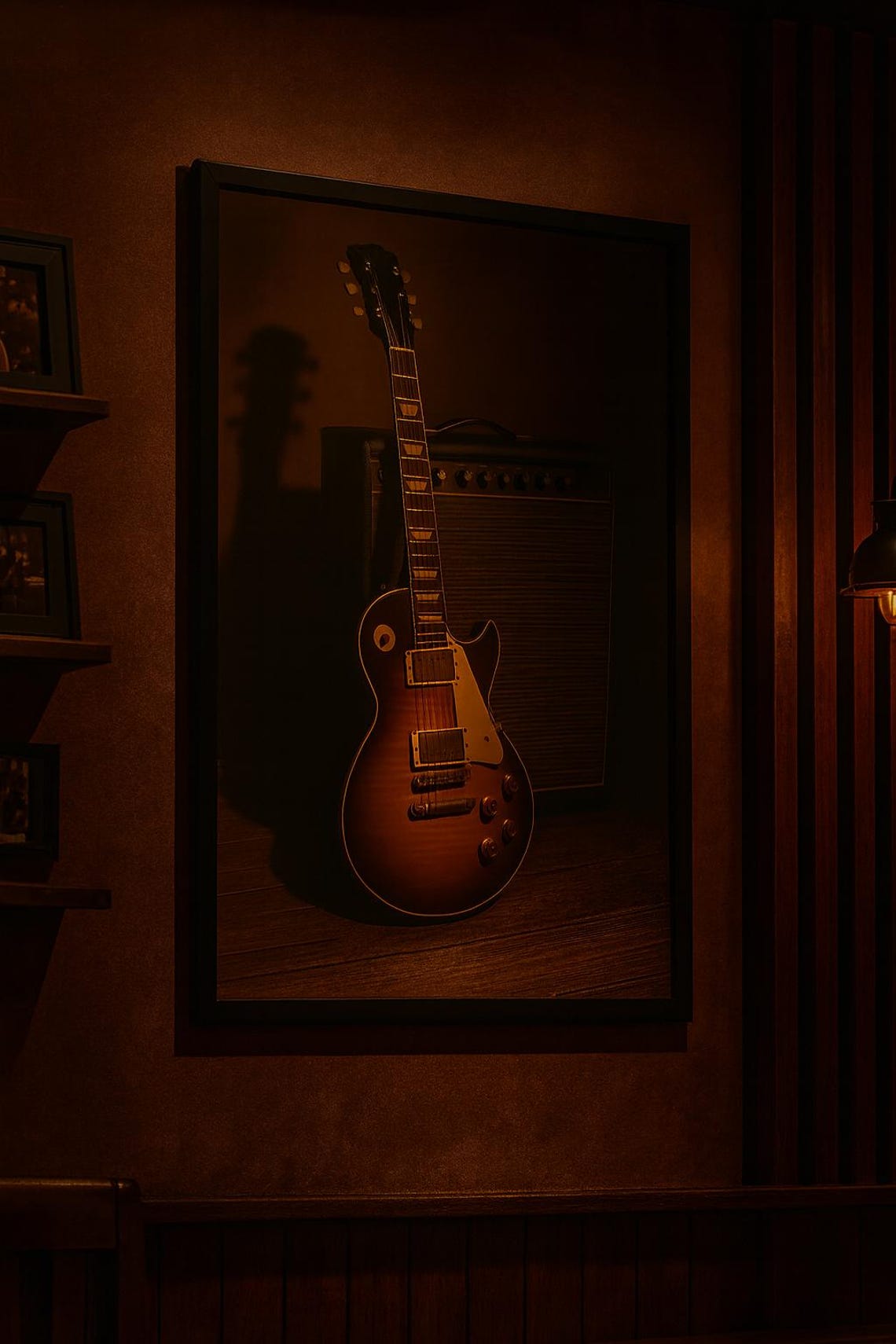 Vintage Guitar Poster – Classic Electric Guitar Wall Art With Amplifier ...
