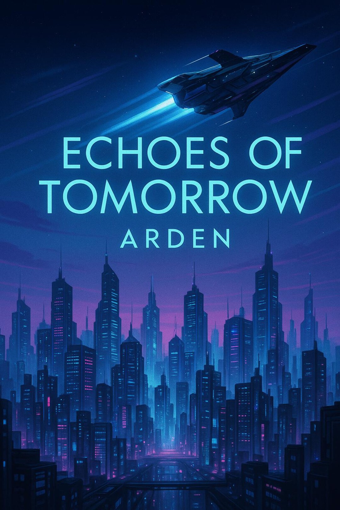 Futuristic Sci-fi Book Cover • Neon City & Spaceship Art • Digital ...