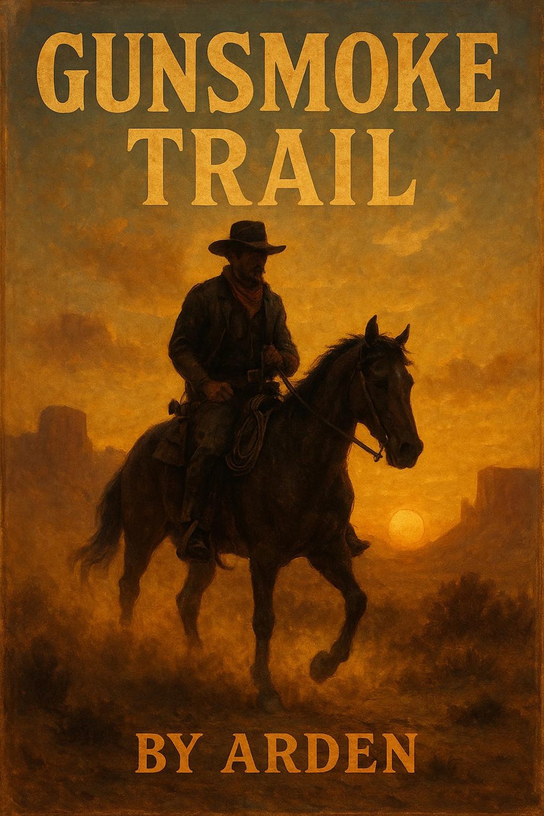 Gunsmoke Trail Book Cover Art: Vintage Cowboy Desert Print (digital ...
