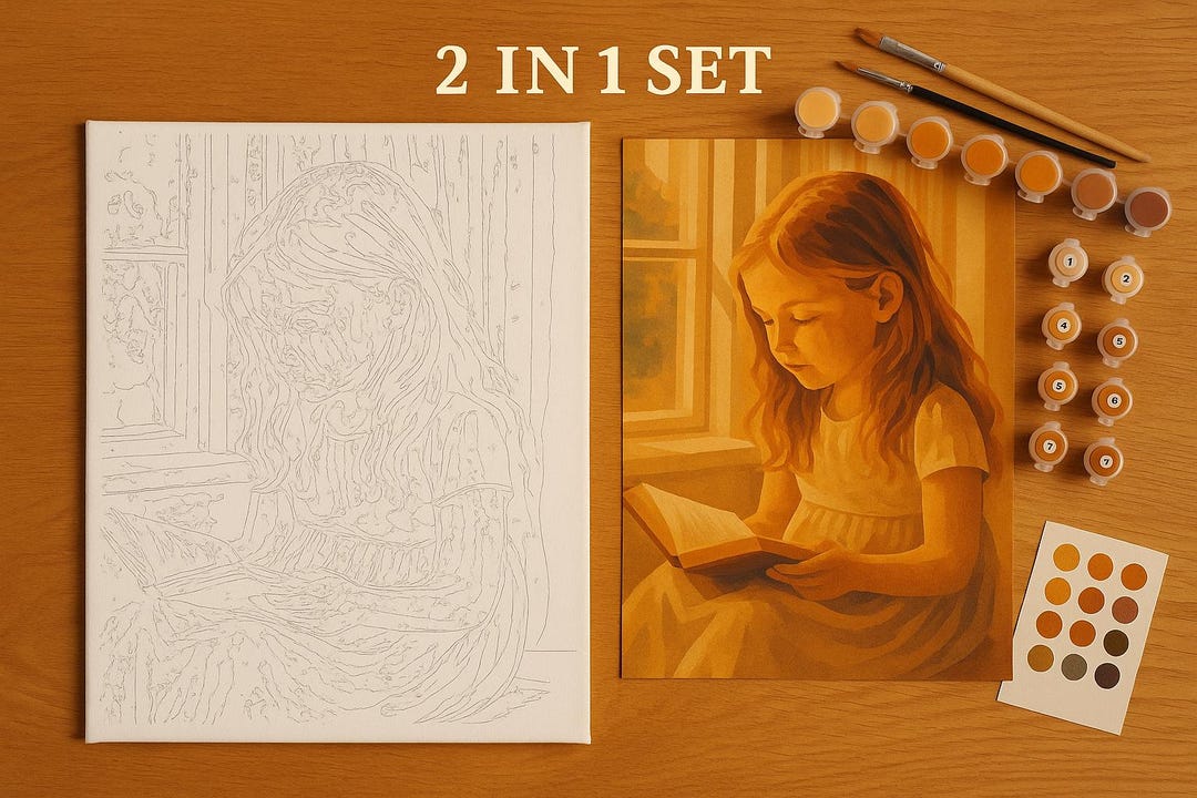 Girl Reading Paint by Numbers & Poster Set (digital Download) - Etsy