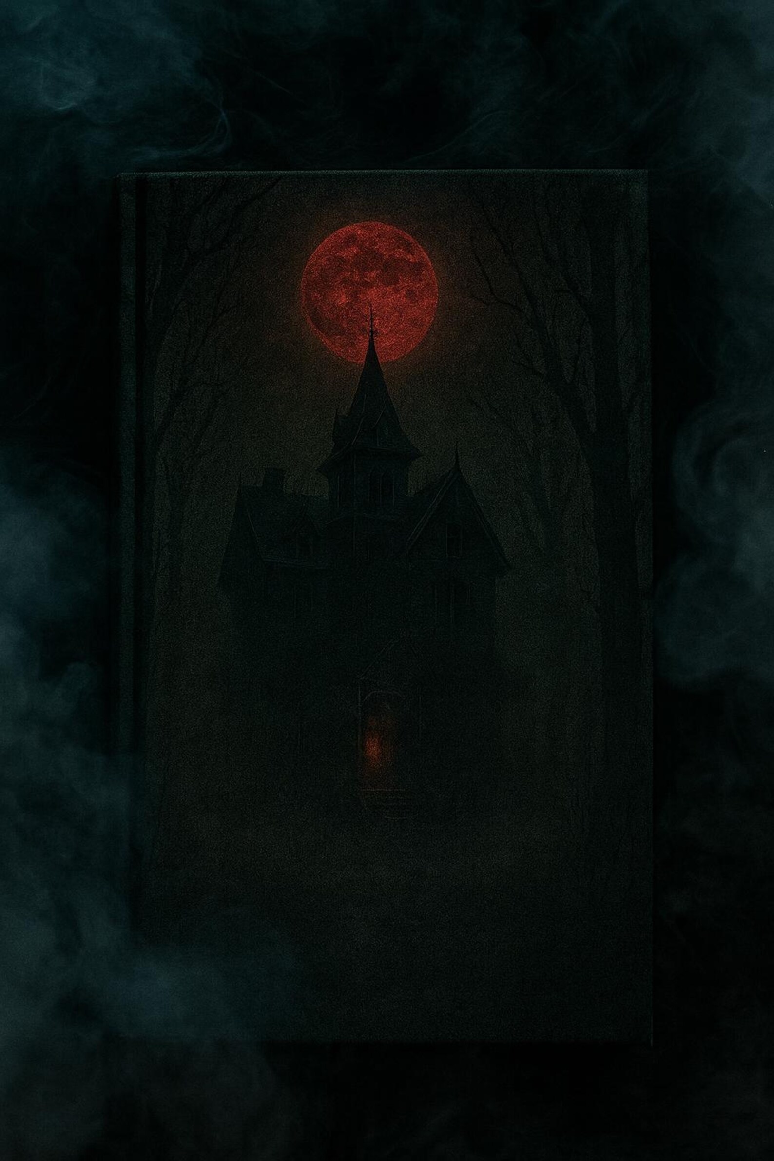 Horror Book Cover • Haunted House & Blood Moon Art • Digital Download ...