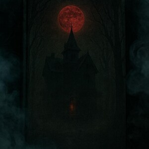 Horror Book Cover • Haunted House & Blood Moon Art • Digital Download ...