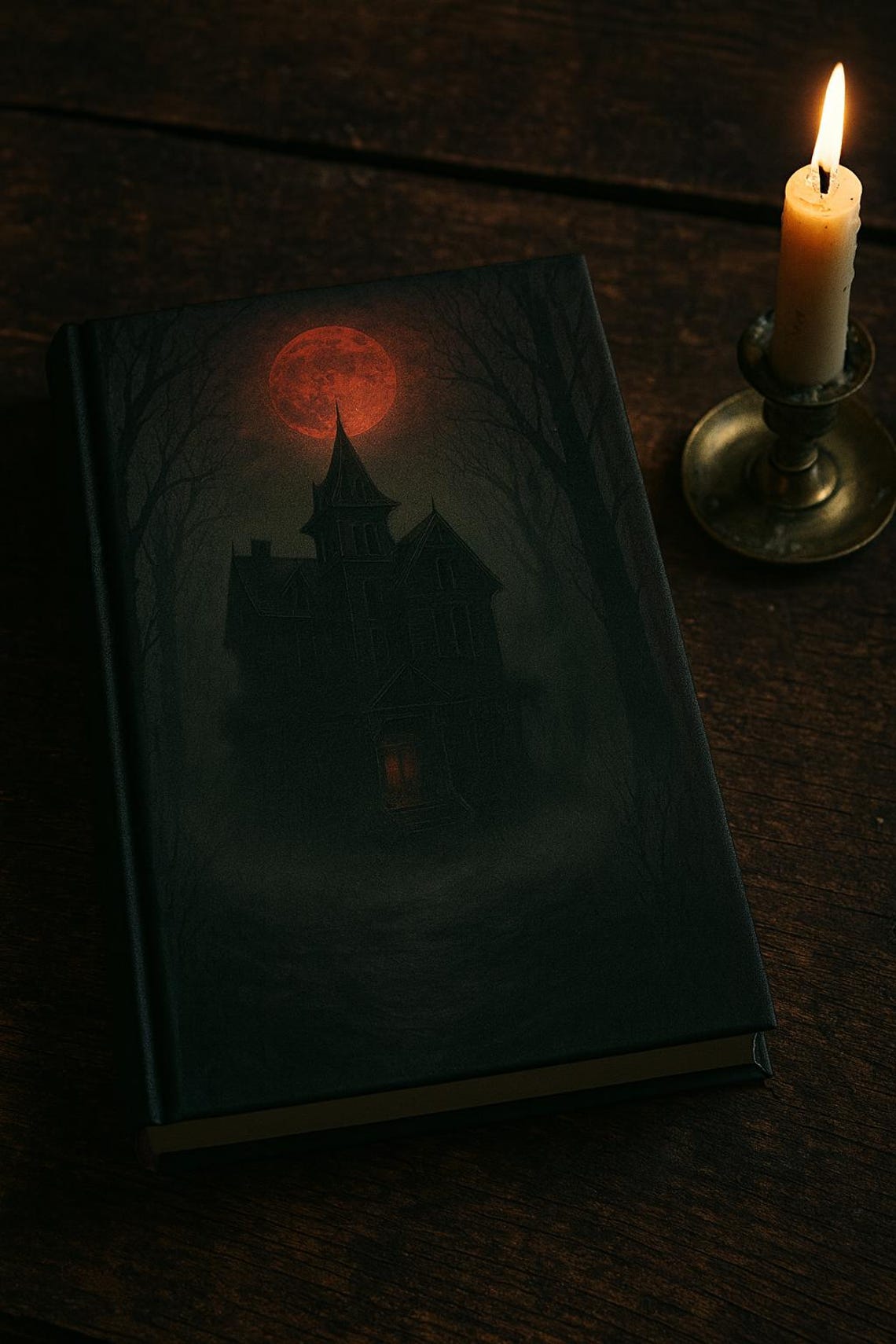 Horror Book Cover • Haunted House & Blood Moon Art • Digital Download ...