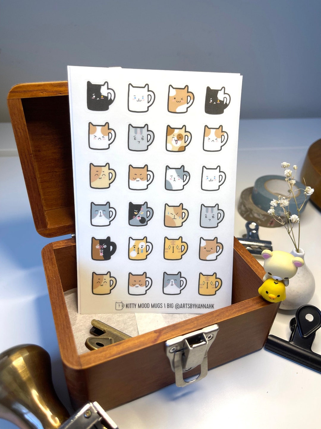 Kitty Mood Mugs Big Sticker Sheets Moody Cat Mug Stickers - Etsy