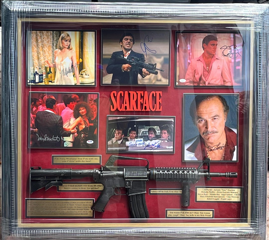 Scarface Cast Signed Shadowbox Display With Prop Gun. Certifed ...