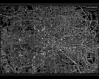 London Map Vintage Street Map Poster Print | Etsy