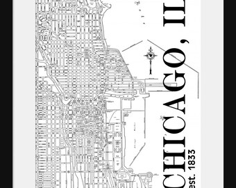 1900 Chicago Street Map Vintage Print Poster | Etsy