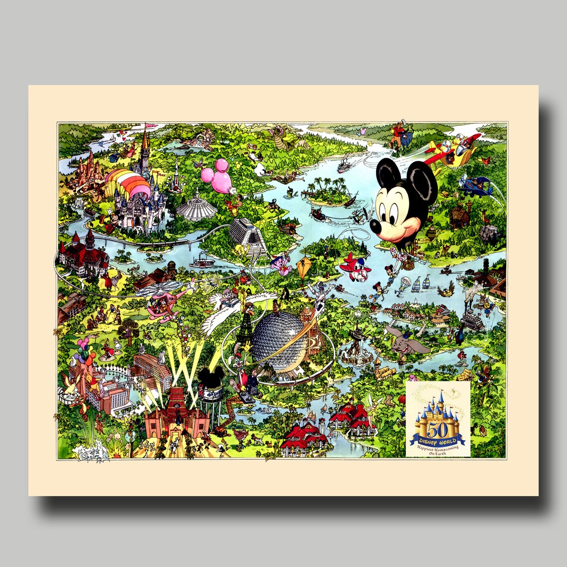 Disney World - 50th Anniversary - Map - Vintage - Disney Map ...