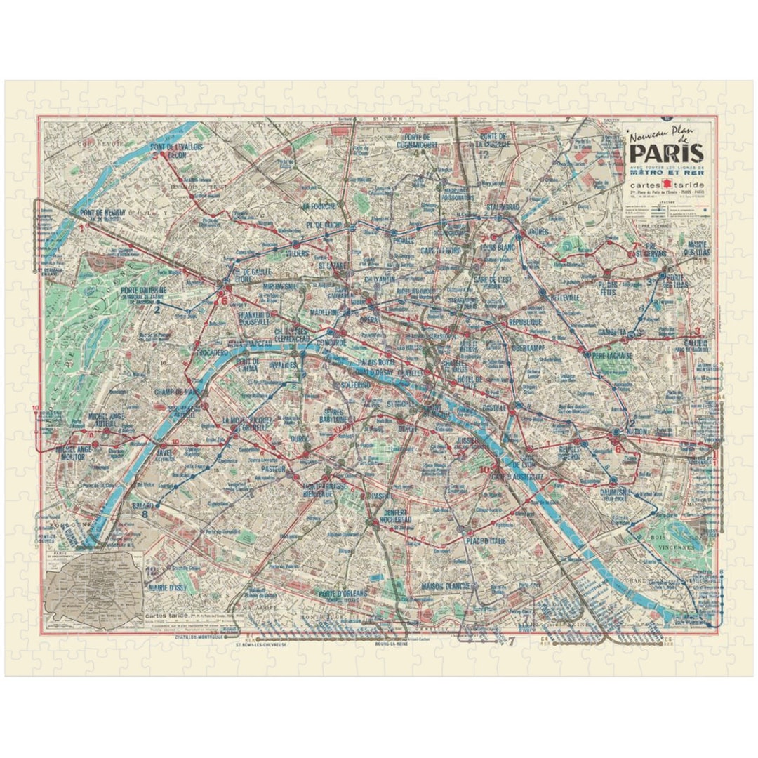 Paris Puzzles Map Metro Map France - Etsy