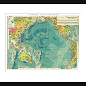 Mapa del Océano Pacífico Póster para imprimir Mapa a todo color - Etsy ...