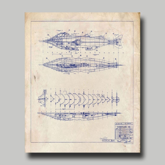 Disneyland Nautilus Submarine Blueprint Disney Disney | Etsy