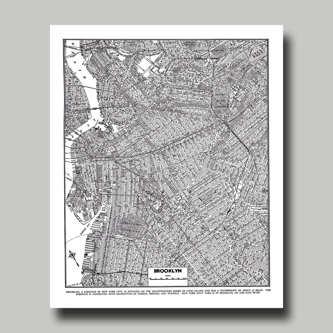 Brooklyn Street Map - -poster Print Vintage - Etsy