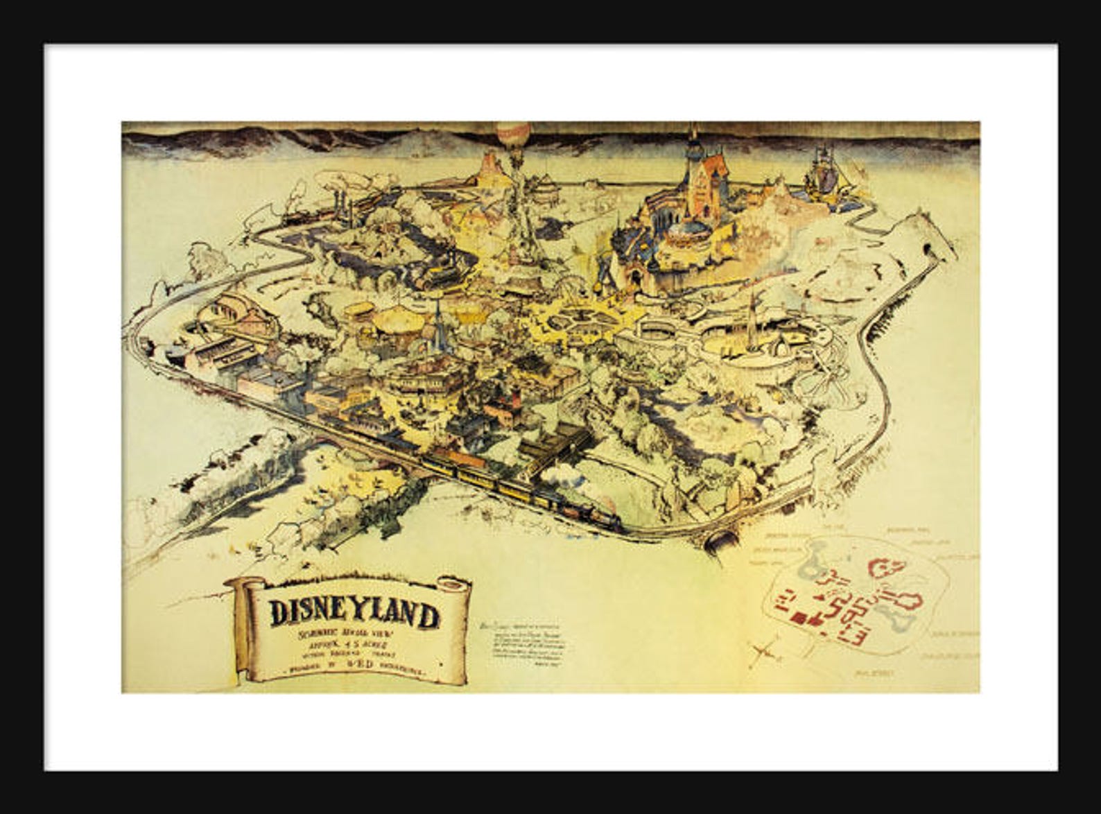 Disneyland Map Disney Map Concept Map Panoramic Birds - Etsy