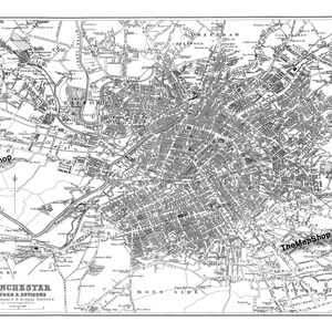 Vintage Map of Manchester England Vintage Map Print Poster - Etsy