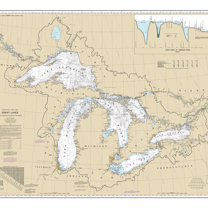 Great Lakes Map - Etsy