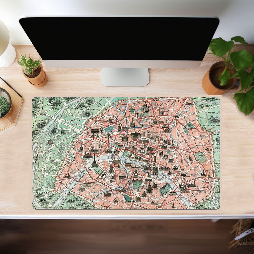 Paris - Desk Pad - Map - Vintage - Desk Mat - Etsy