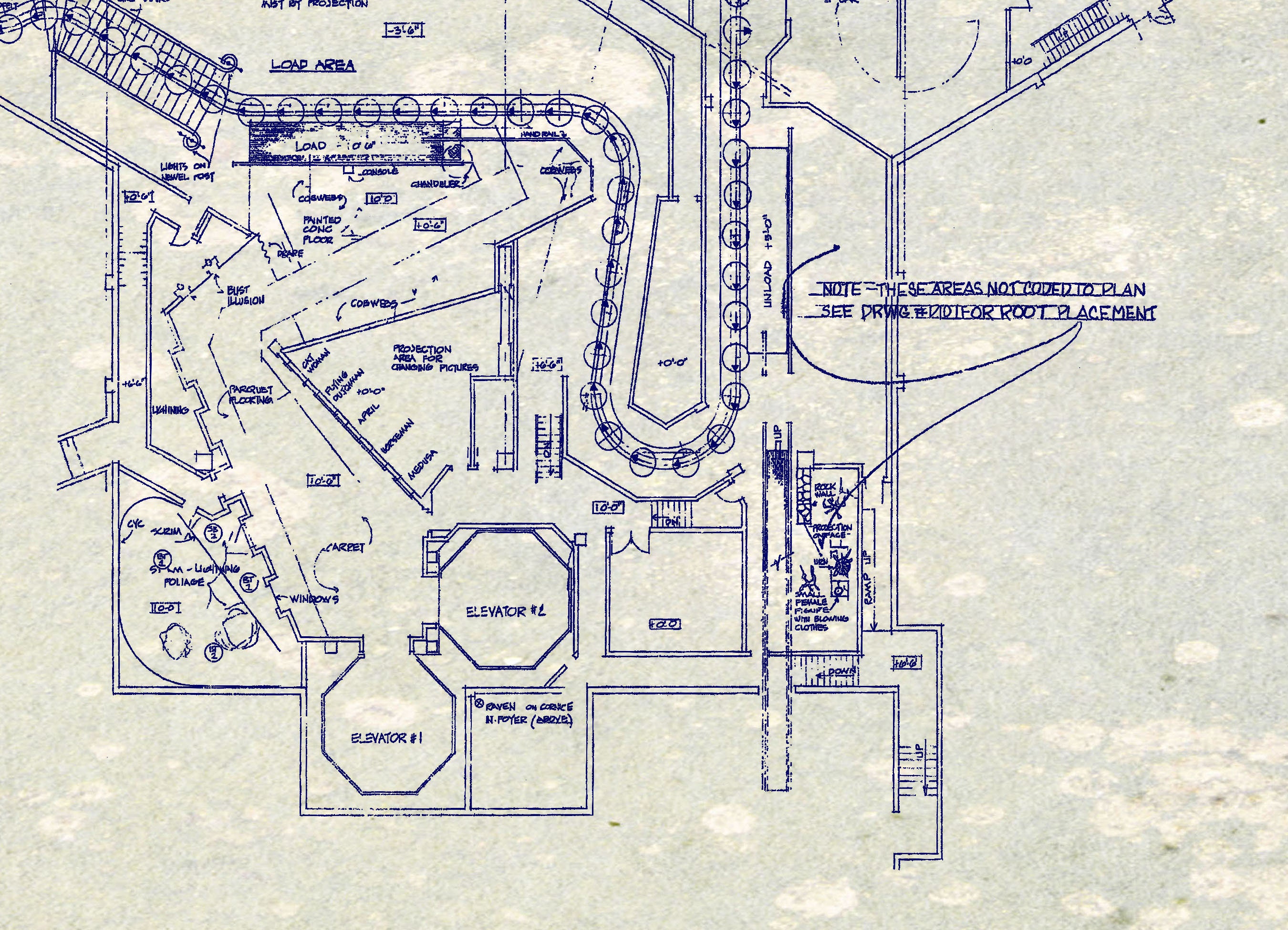 Haunted Mansion Ride- Disneyland - Blueprint - Disney - Blue Ink- Print ...
