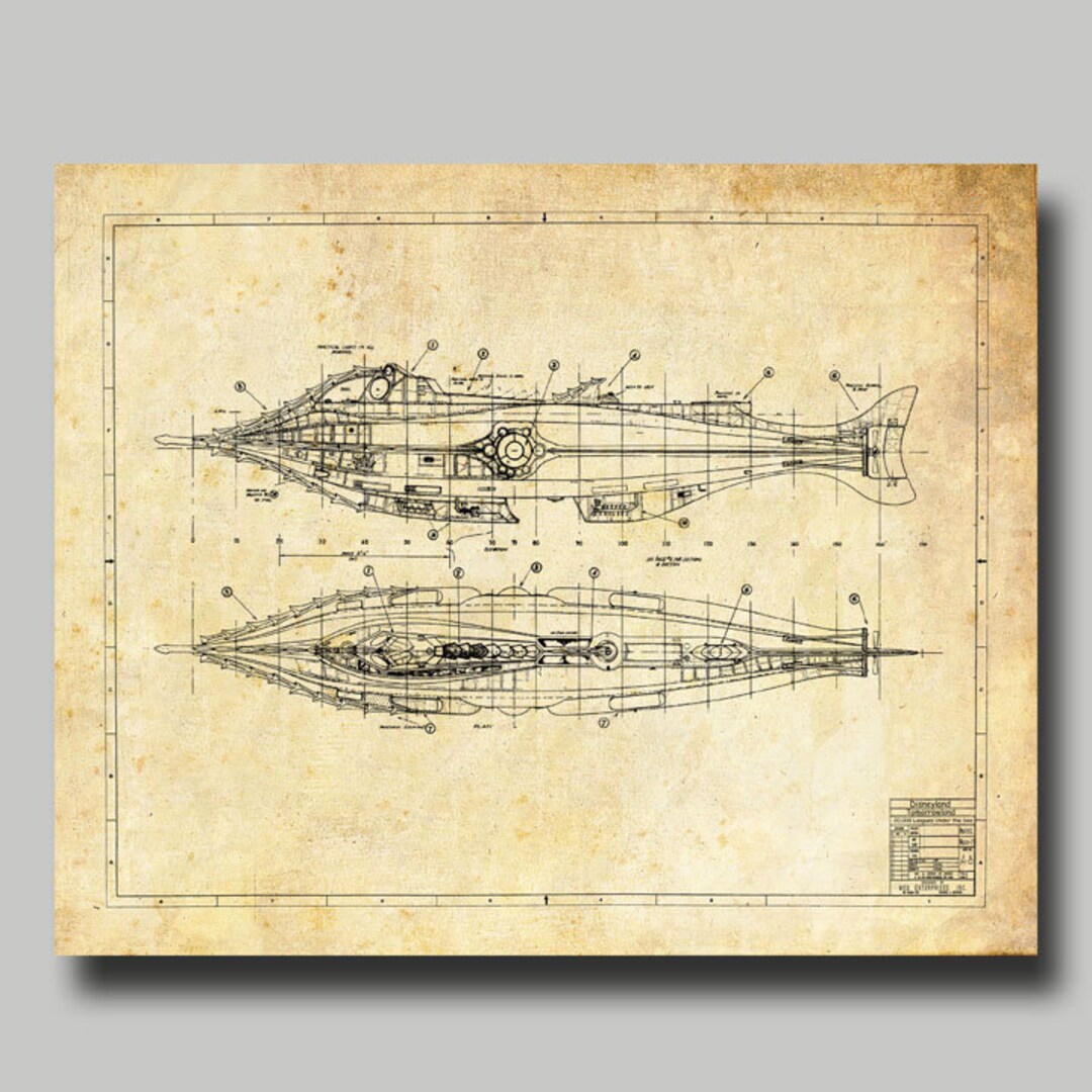 Disneyland Nautilus Submarine Blueprint Disney Disney World Vintage ...