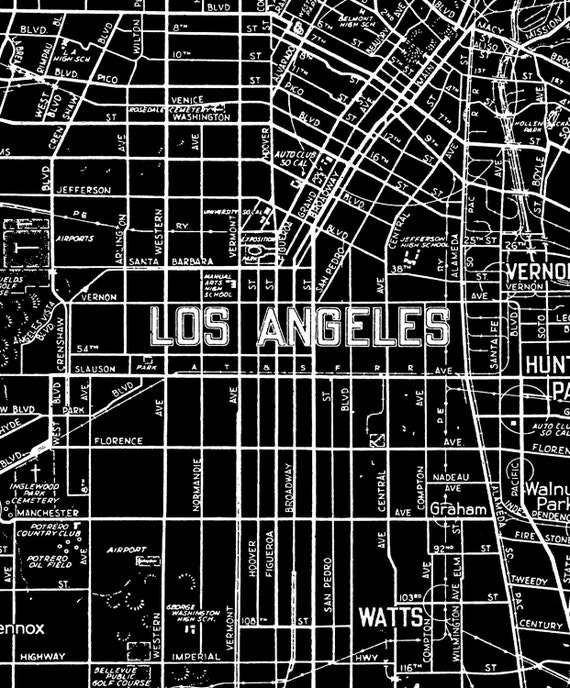 Vintage Road Map Black And White